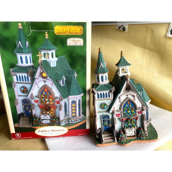 Lemax | Art | Lemax Cedar Valley Church Village Sculpture Building ...